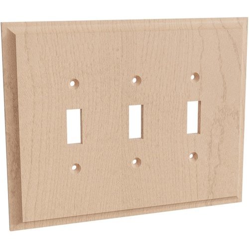 Brown Wood 01453001AL1, Triple Light Switch Plate, Alder | CabinetParts.com