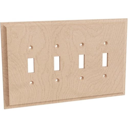 Brown Wood 01454001AK1, Quad Light Switch Plate, Red Oak | CabinetParts.com