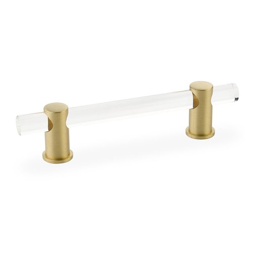 Schaub and Company 404-SB, Lumiere Pull 4" Center to Center Clear Acrylic and Satin Brass ...