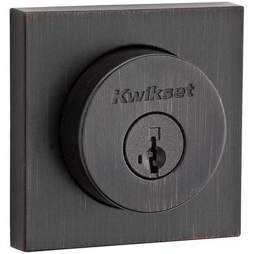 Kwikset 982SQT-11PS, UL Single Cylinder Halifax Square Rose Deadbolt ...